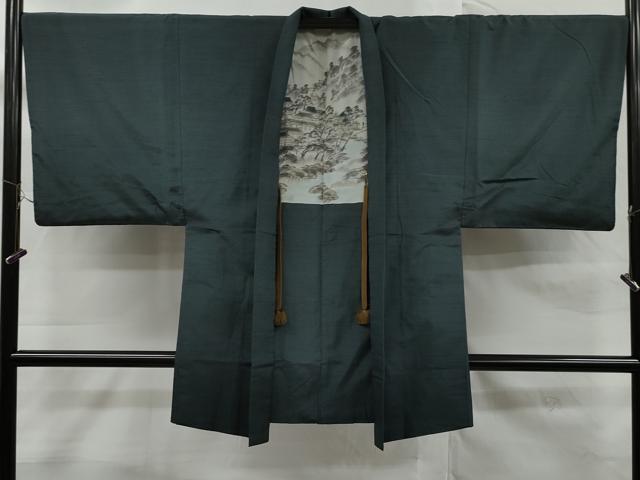 平和屋着物＃男性　長羽織　紬地　吉祥文　正絹　逸品　CAAT0517dy