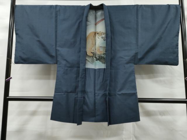 平和屋着物＃男性　長羽織　本場大島紬地　100亀甲　総詰め　正絹　逸品　CAAT0519dy