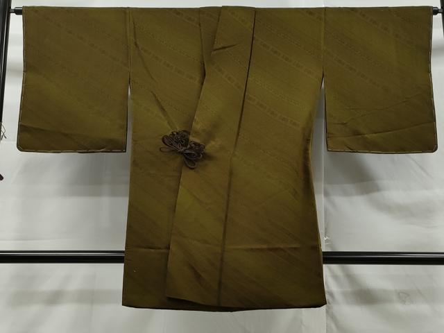 平和屋着物＃道中着　斜線草花地紋　暈し染め　ロング丈　正絹　逸品　未使用　CAAT0522dy