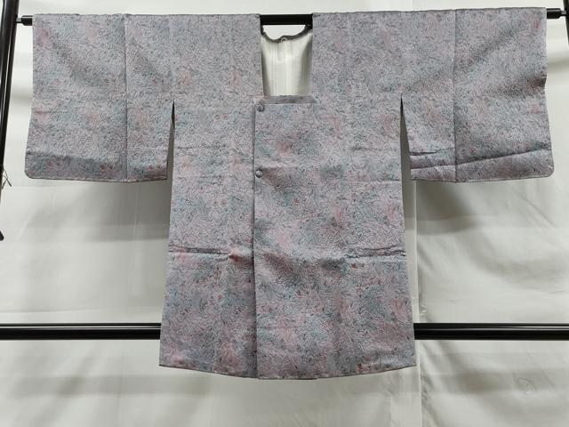 平和屋着物＃道行コート　ふくれ織　花鳥文　暈し染め　正絹　逸品　CAAT0523dy