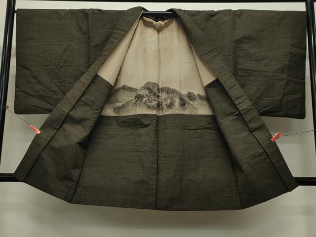 平和屋着物●男性　紬　アンサンブル　色無地　黄枯茶色　正絹　逸品　未使用　AABD7577ph 平和屋着物○男性 紬 アンサンブル 黄枯茶色 正絹 逸品 未使用 AAAY5630ph