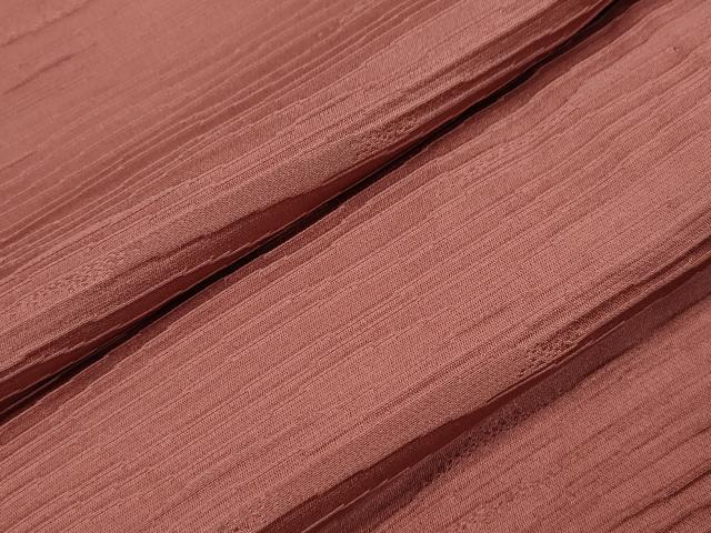 平和屋着物▽上質な色無地　単衣　横段地紋　甚三紅色　正絹　逸品　CAAT0753dy