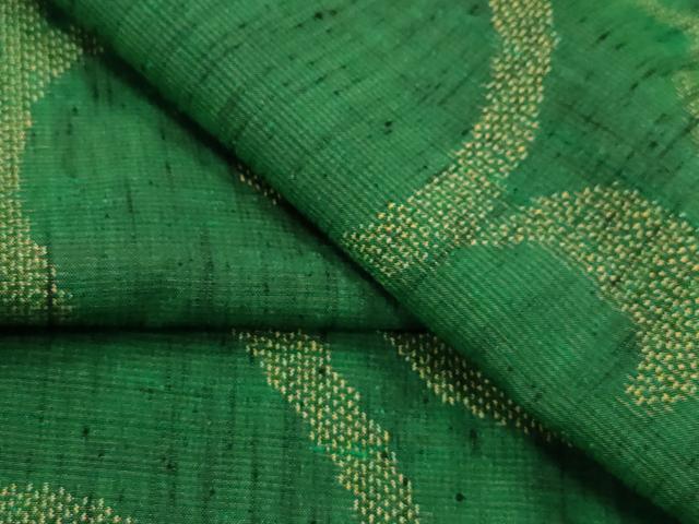 平和屋着物▽上質な紬　単衣　唐草文　正絹　逸品　CAAT0756dy