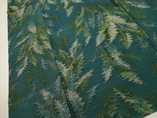 平和屋着物▽上質な紬 単衣 草木文 正絹 逸品 CAAT0764dy