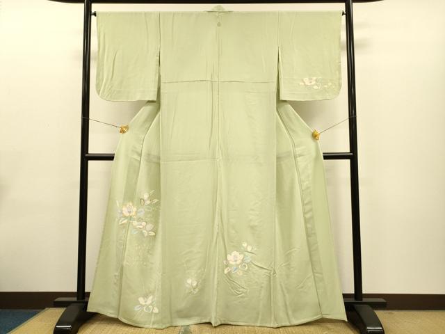 平和屋着物▽訪問着　単衣　草花文　金銀彩　正絹　逸品　CAAT0768dy