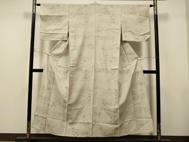 平和屋着物▽上質な紬　単衣　動物草花文　正絹　逸品　CAAT0778dy