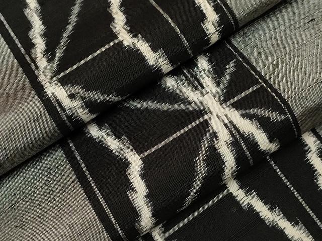 平和屋着物▽上質な紬　単衣　麻の葉間道　正絹　逸品　未使用　CAAT0779dy