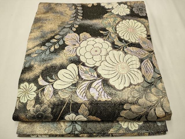 平和屋着物●六通柄袋帯　辻が花　ふくれ織　金糸　正絹　逸品　CAAT0846hy