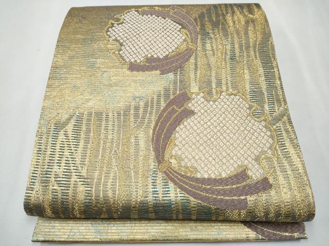 平和屋着物●六通柄袋帯　雪輪束ね熨斗文　金糸　正絹　逸品　CAAT0850hy