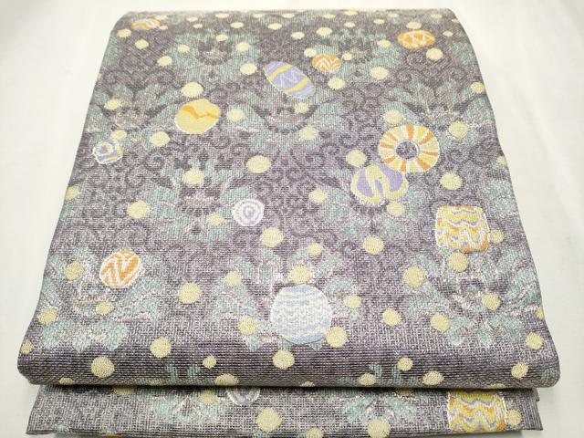 平和屋着物●六通柄袋帯　更紗吉祥花文　金糸　正絹　逸品　CAAT0870hy