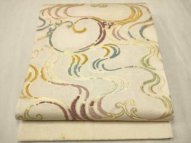 平和屋着物●西陣　六通柄袋帯　唐織　真錦　勧世流水文　金銀糸　証紙付き　正絹　逸品　未使用　CAAT0872hy