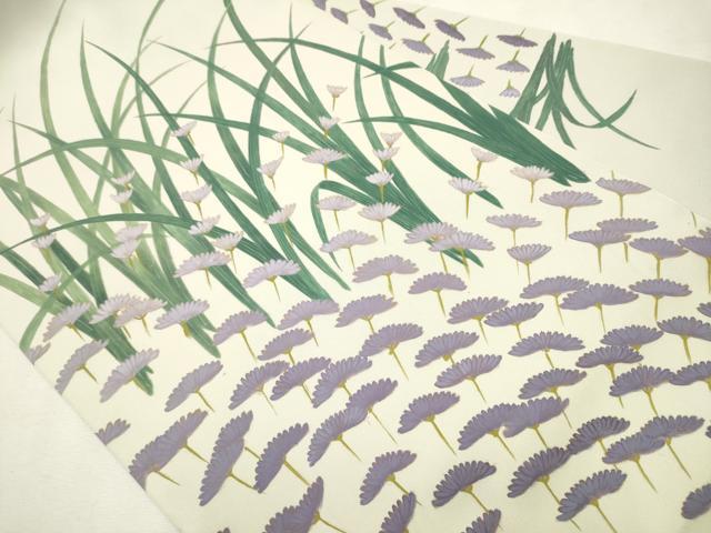 平和屋着物○塩瀬 九寸名古屋帯 作家物 裏菊文 正絹 逸品