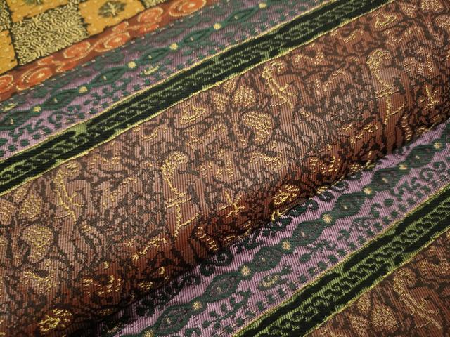 平和屋着物○九寸名古屋帯 横段吉祥文 黒地 金糸 正絹 逸品