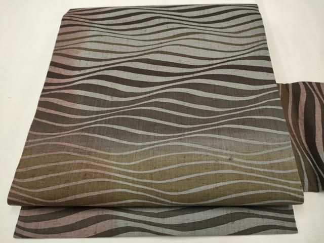 平和屋着物●全通柄　九寸名古屋帯　紬地　流線文　正絹　逸品　CAAT1047hy