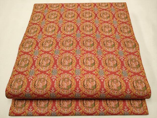 平和屋着物●龍村美術織物 　九寸開き名古屋帯　御軾鳳凰文錦　正絹　逸品　CAAT1049hy