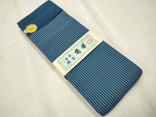 平和屋着物●男性　両面　角帯　格子柄　正絹　逸品　CAAT1059hy