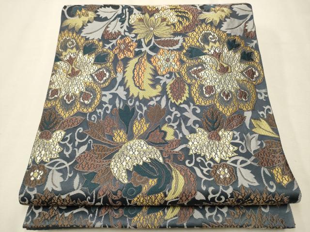 平和屋着物●六通柄袋帯　唐織　更紗花文　正絹　逸品　CAAT1157hy