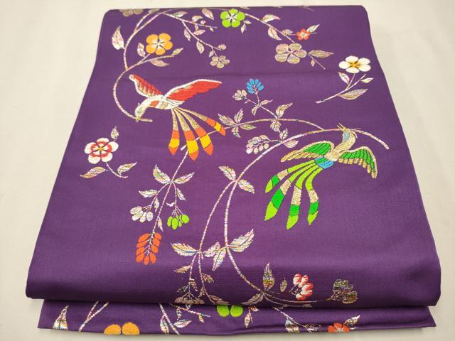 平和屋着物●龍村美術織物　たつむら　六通柄　本袋帯　花喰舞鳥文　金銀糸　正絹　逸品　CAAT1160hy