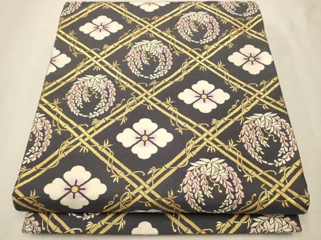 平和屋着物●六通柄袋帯　唐織　菱花文　金糸　正絹　逸品　CAAT1164hy