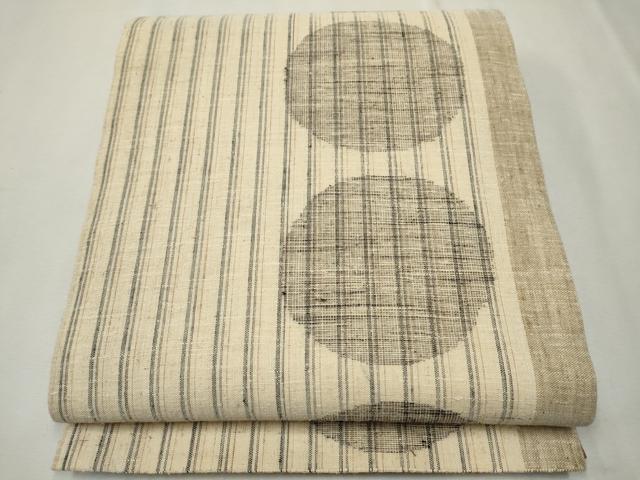 平和屋着物●全通柄袋帯　紬地　丸間道　正絹　逸品　未使用　CAAT1193hy