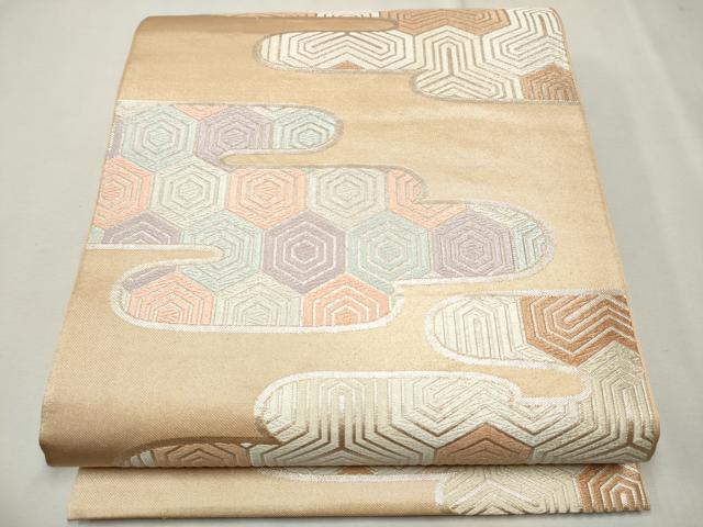 平和屋着物●西陣　川島織物　六通柄　本袋帯　唐織　エ霞吉祥文　銀糸　正絹　逸品　CAAT1199hy