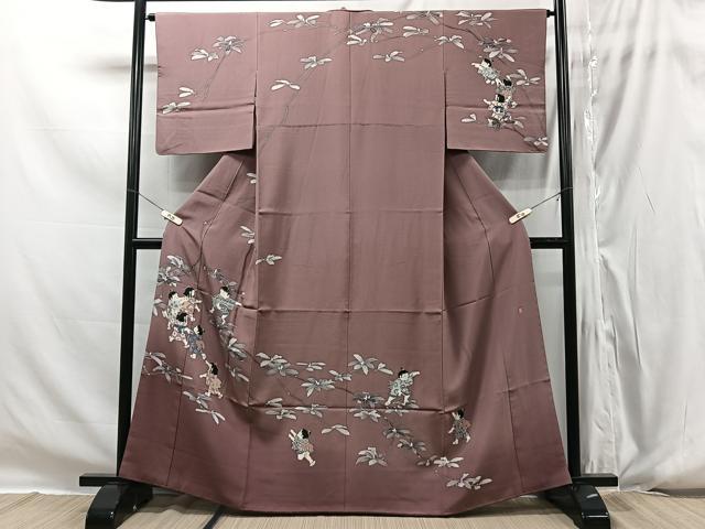 平和屋着物●十日町友禅作家　関口遼一　訪問着　童子遊び　高島屋扱い　正絹　逸品　CAAT2490xi