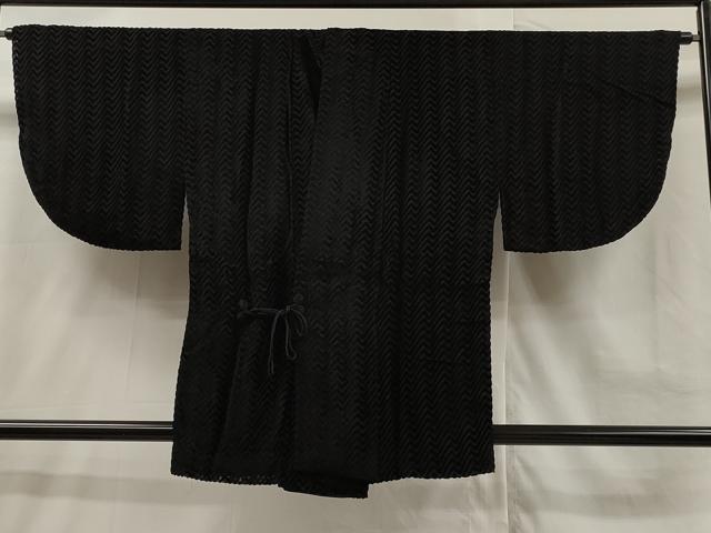 平和屋着物＃道中着　ビロード　吉祥地紋　黒地　逸品　CAAT5612id