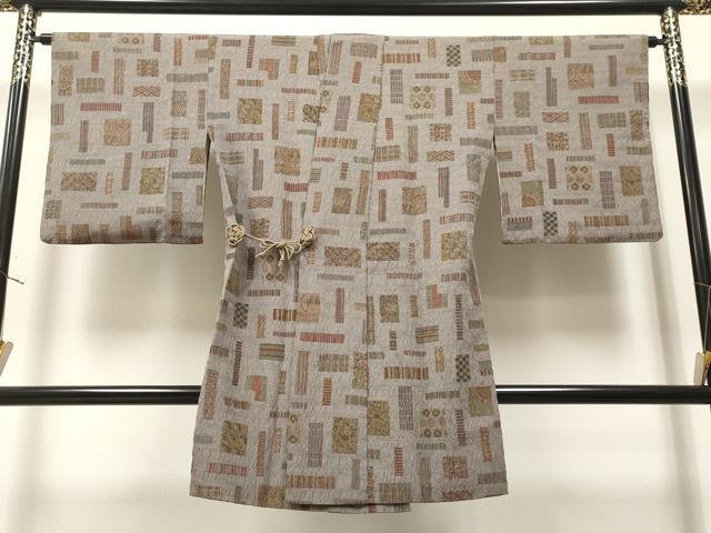 平和屋着物＃道中着　短冊吉祥花文　金彩　ロング丈　正絹　逸品　CAAT5626id