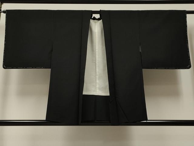 平和屋着物＃羽織　総刺繍　枝花文　黒地　正絹　逸品　CAAT5660id