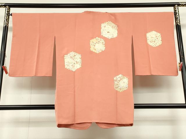 平和屋着物＃道行コート　駒刺繍　草花文　金彩　ロング丈　正絹　逸品　CAAT5753id