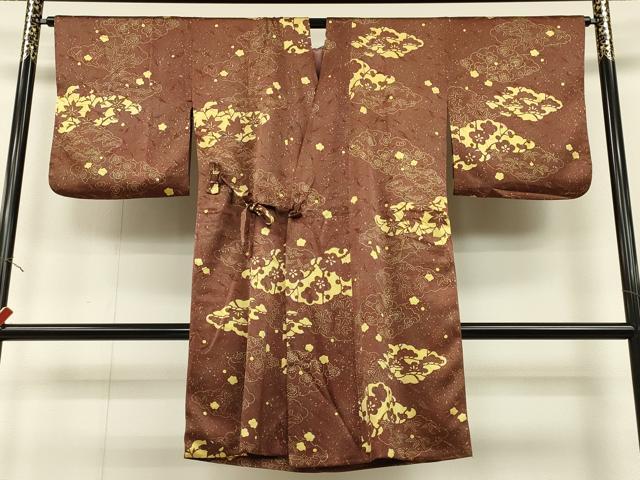 平和屋着物＃道中着　雲重ね松竹梅文　ロング丈　正絹　逸品　CAAT5764id