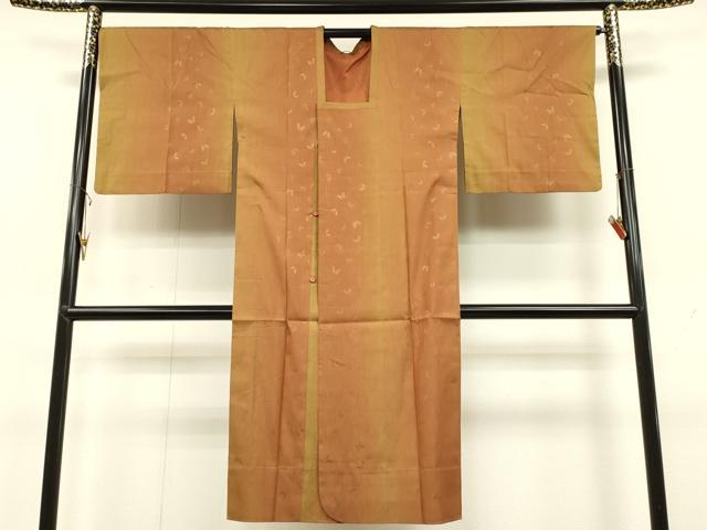 平和屋着物▽道行コート　単衣　雨コート　舞蝶文　金糸　ロング丈　正絹　逸品　CAAT5776