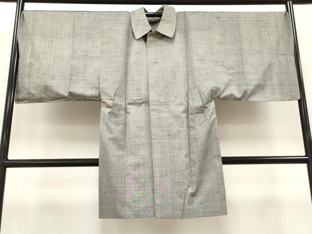 平和屋着物＃男性　和装コート　紬地　霞文　キングサイズ　ロング丈　正絹　逸品　CAAT5796id