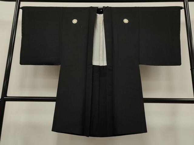 平和屋着物＃男性　長羽織　黒紋付き　正絹　逸品　CAAT5814id