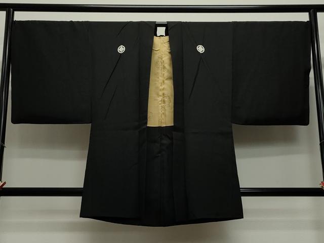 平和屋着物＃男性　長羽織　黒紋付き　正絹　逸品　CAAT5822id