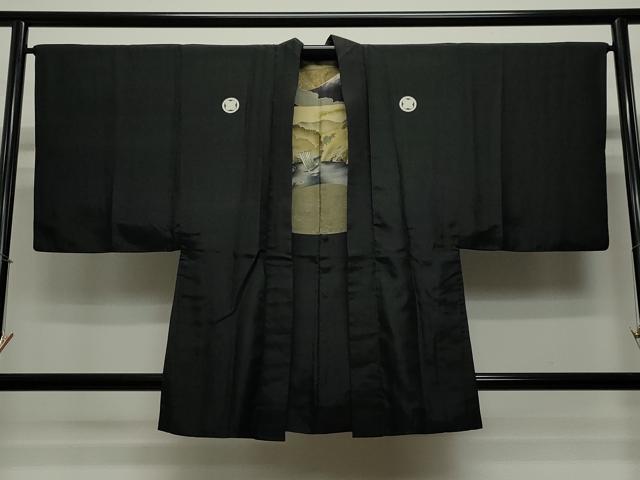 平和屋着物＃男性　羽織　黒紋付き　正絹　逸品　CAAT5828id