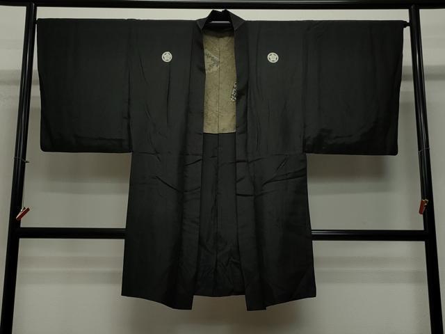 平和屋着物＃男性　長羽織　黒紋付き　正絹　逸品　CAAT5842id