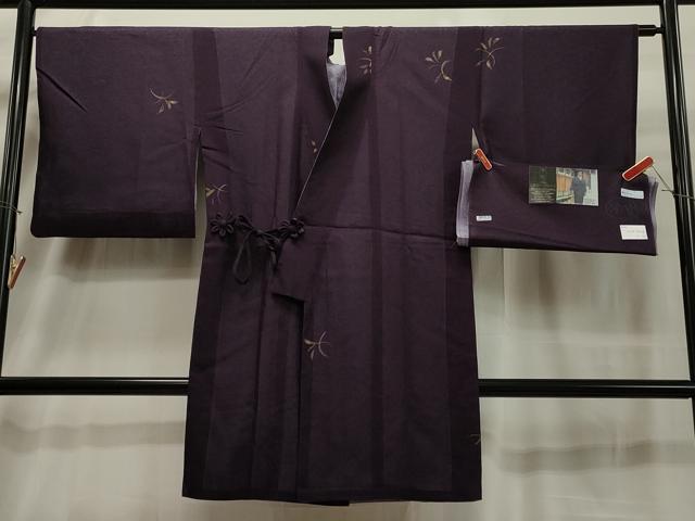 平和屋着物▽道中着　紗　スリーシーズン　春夏秋　塵除け　リバーシブル　草花文　金彩　反端付き　伊と幸　ロング丈　正絹　CAAT5877id