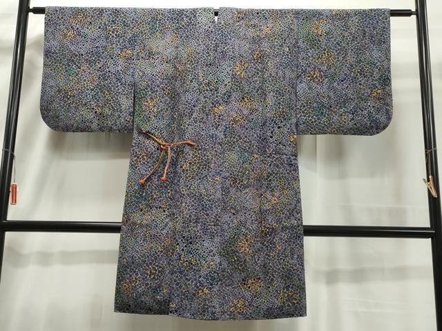 平和屋着物＃道中着　輪奈ビロード　草花文　ロング丈　正絹　逸品　CAAT5884id