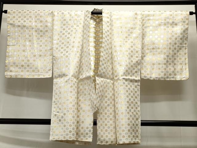 平和屋着物▽男性　長羽織　単衣　竹屋町刺繍　菊文　金銀糸　逸品　CAAT5915id