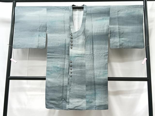 平和屋着物＃道行コート　霞文　暈し染め　ロング丈　正絹　逸品　CAAT5919id