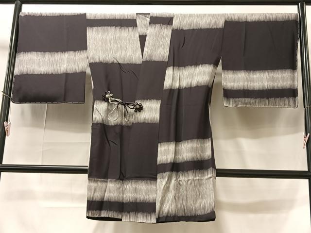 平和屋着物＃道中着　横段竹文　ロング丈　正絹　逸品　未使用　CAAT5921id