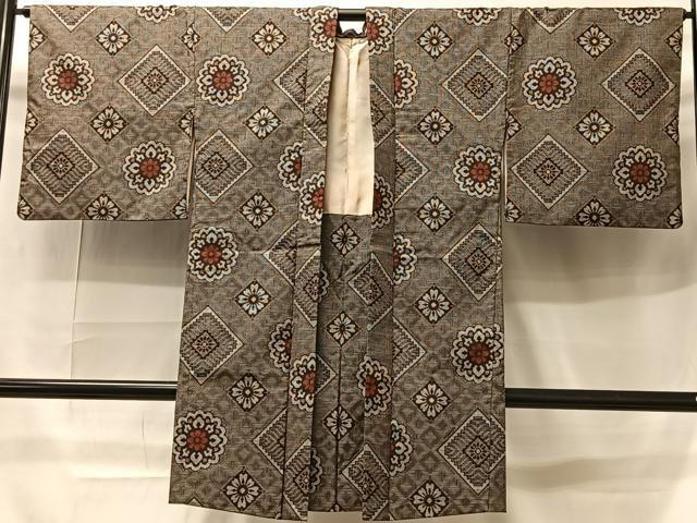 平和屋着物＃本場大島紬　龍郷絣　長羽織　菱花文　正絹　逸品　CAAT5923id