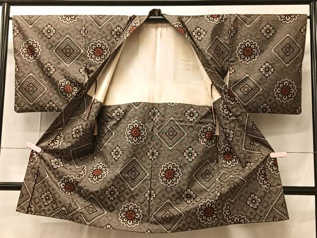 平和屋着物＃本場大島紬　龍郷絣　長羽織　菱花文　正絹　逸品　CAAT5923id 平和屋着物＃本場大島紬 龍郷絣 長羽織 菱花文 正絹 逸品 CAAT5923id