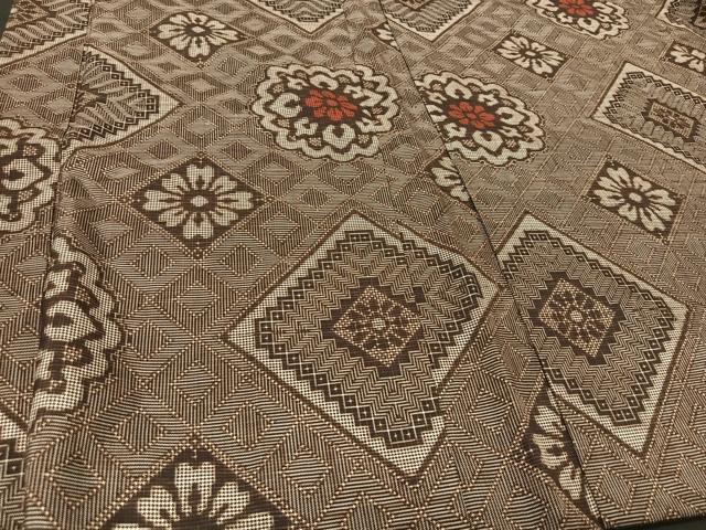 平和屋着物＃本場大島紬 龍郷絣 長羽織 菱花文 正絹 逸品 CAAT5923id