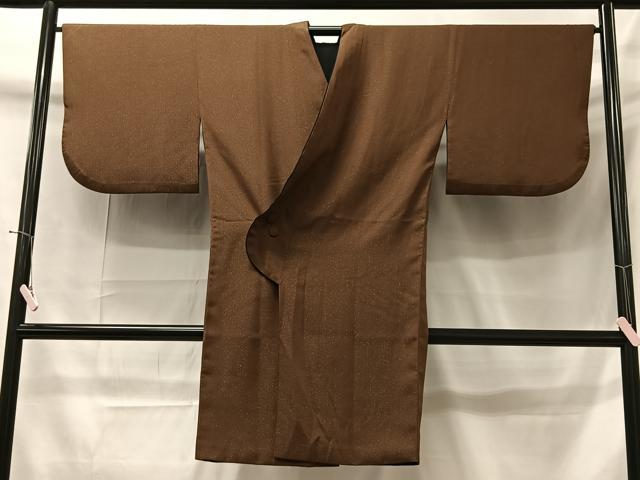 平和屋着物＃道中着　縞　銀糸　ロング丈　正絹　逸品　CAAT5926id