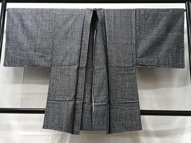 平和屋着物▽男性　長羽織　単衣　紬地　霞文　正絹　逸品　CAAT5932id