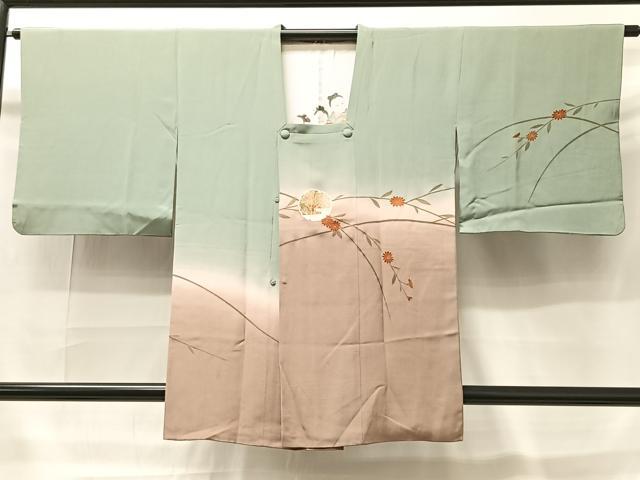 平和屋着物＃道行コート　雪輪枝花文　暈し染め　金彩　正絹　逸品　CAAT5933id