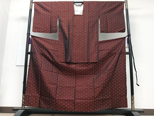 平和屋着物▽道行コート　単衣　二部式　雨コート　麻の葉文様　ロング丈　正絹　逸品　CAAT5950id