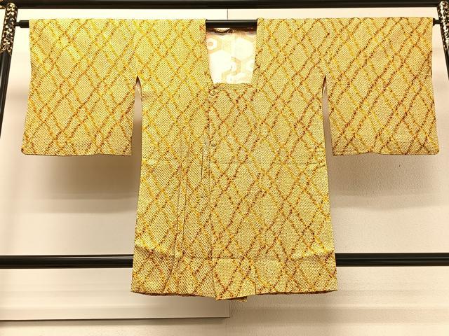 平和屋着物＃道行コート　総絞り　菱格子柄　反端付き　正絹　逸品　CAAT5951id